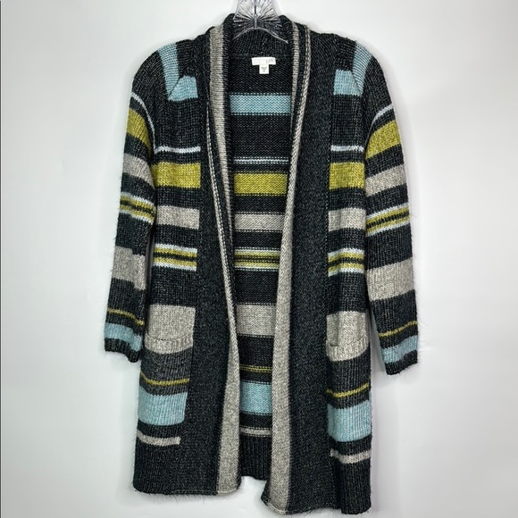 J. Jill | Sweaters | Jjill Sweater Cardigan Longline Thick Stripe Open ...
